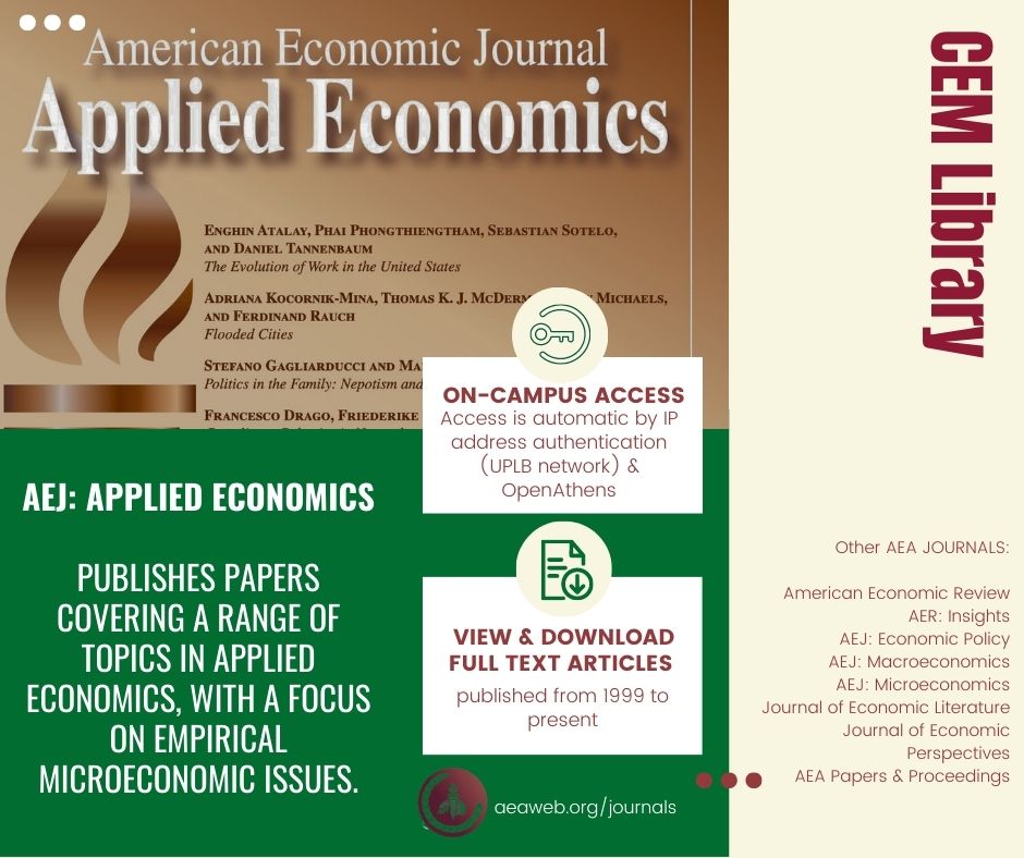 American Economic Association (𝐴𝐸𝐴) Journals – CEM Library
