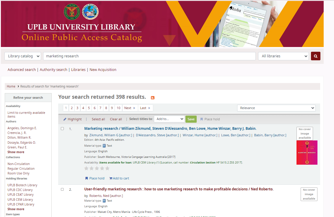 Find material in the Library – CEM Library